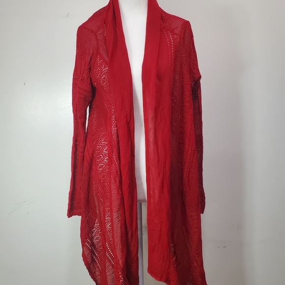 525 America | Sweaters | 525 America Vibrant Red Openfront Cardigan ...
